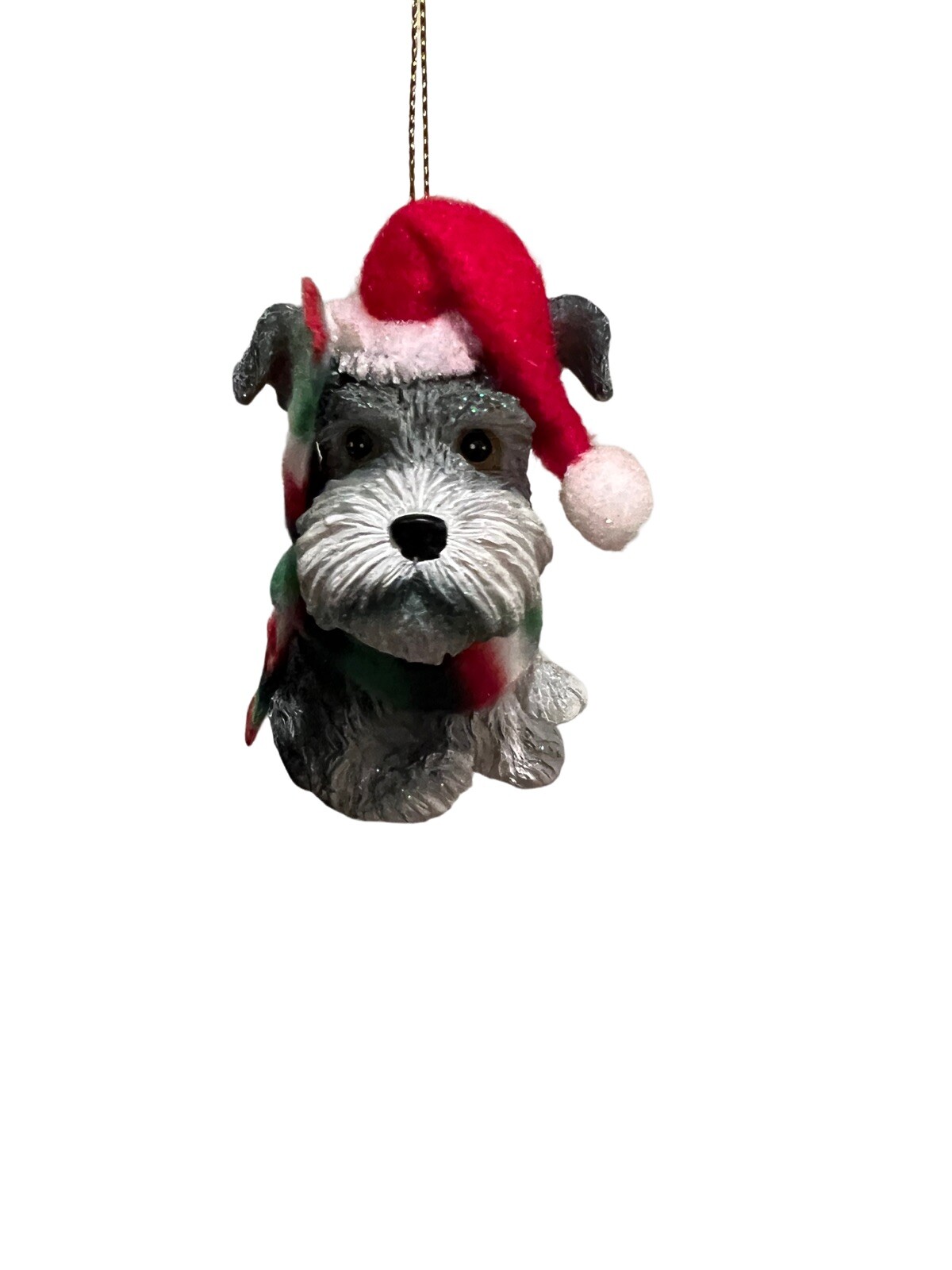 Glittery MINIATURE SCHNAUZER DOG With Hat & Scarf RESIN ORNAMENT Gift ...