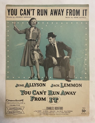 JUNE ALLYSON JACK LEMMON MOVIE Sheet Music 1956 You Can't Run Away From ...