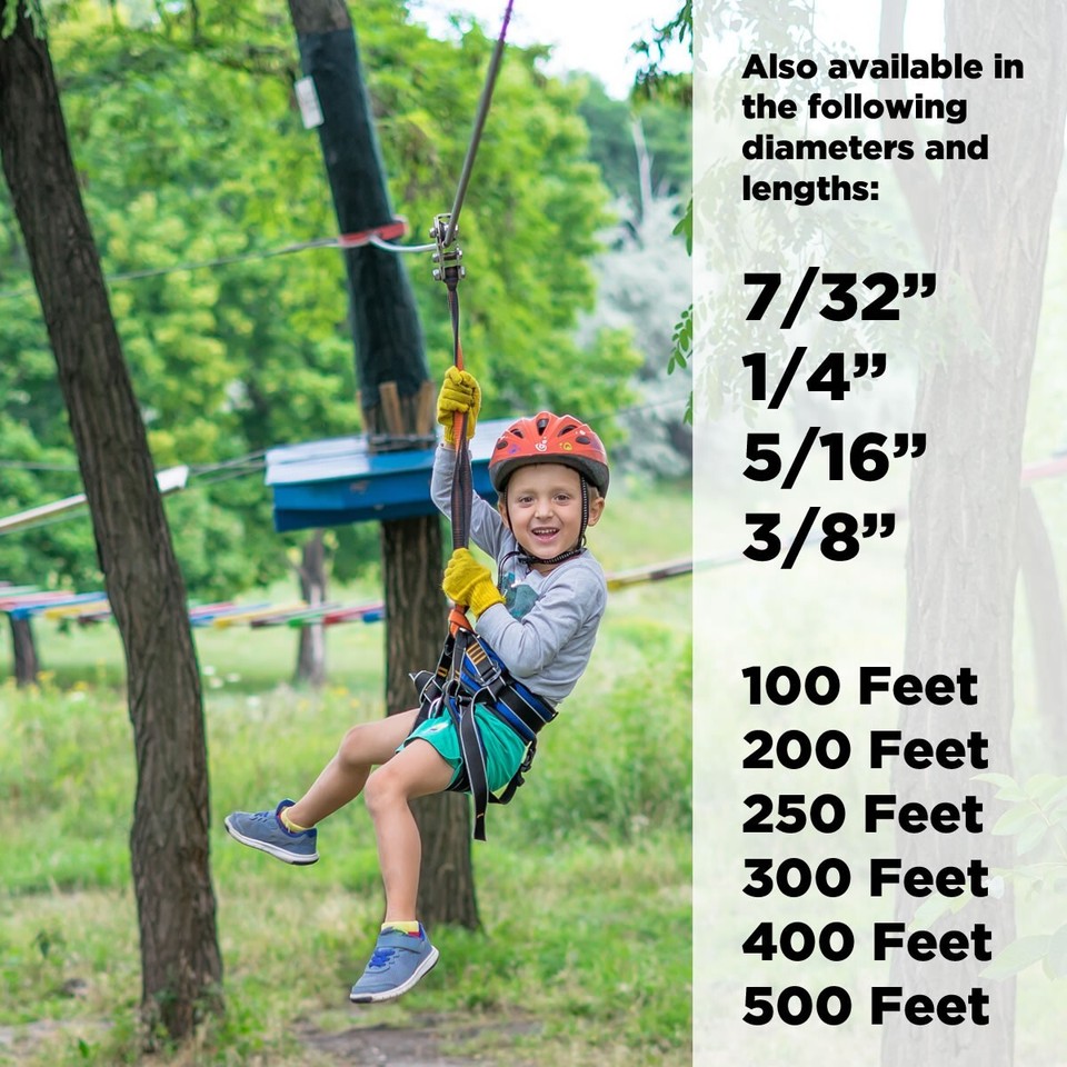 250 FT Zip Line Cable, 5/16" Galvanized Zipline Wire for Kids and ...