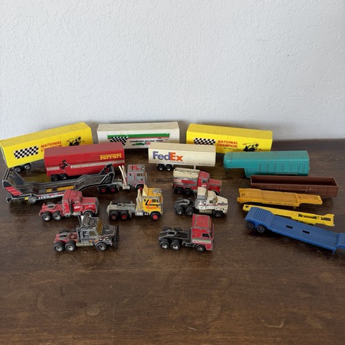 Majorette Matchbox And Unbranded Vintage Semi Truck Trailers Lot Of 18 ...