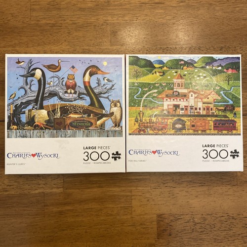 Charles Wysocki 300 Piece Puzzle Lot of 2 Hunter's Lures and Fox Hill ...