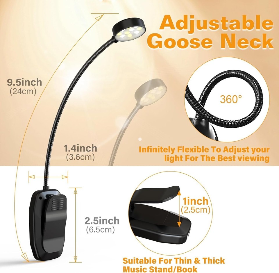 KTEBO [Upgraded] Rechargeable Book Reading Light Lamp, LED Book Light ...