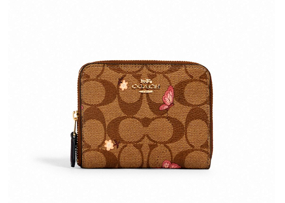 🦋 COACH Small Zip Around Wallet Signature Canvas/Butterfly Print 2915 ...