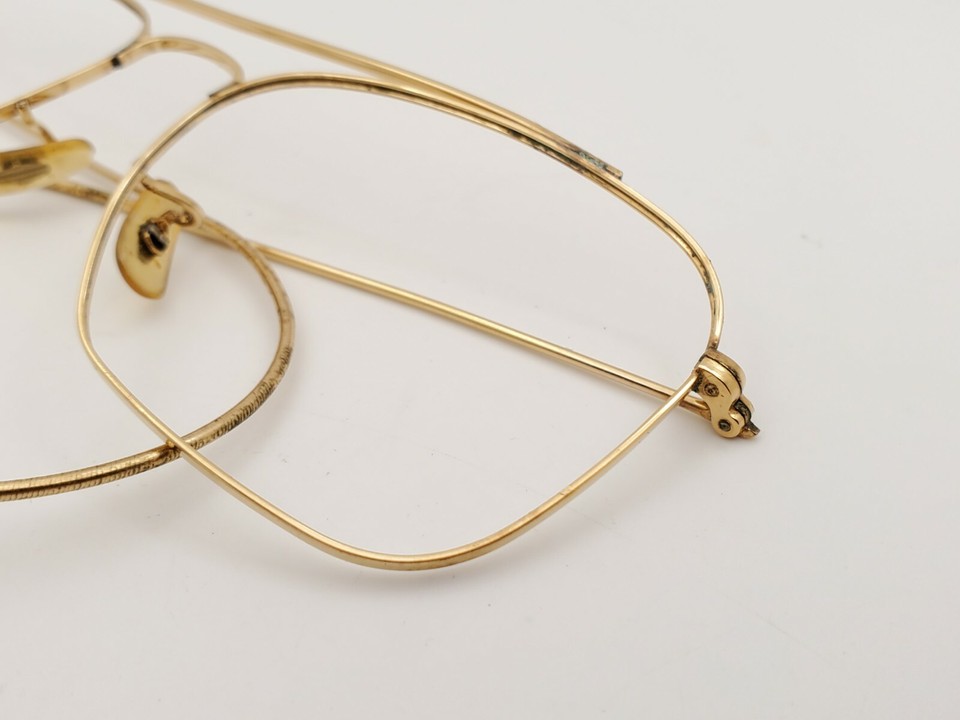 Vintage B&L Ray Ban Bausch & Lomb 58mm Gold Echelon Cable Temples Frame ...