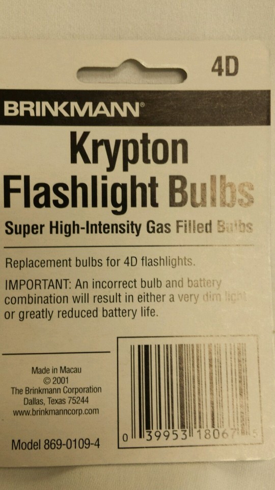 2-Pack Brinkmann 4D Krypton Super High-Intensity Gas Filled Flashlight ...