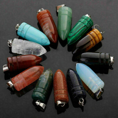 50pcs hand carved bullet shape natural gemstone loose beads pendant ...
