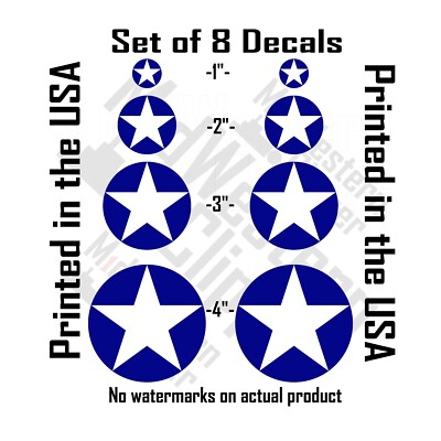 8 1942 US WW2 USA Roundel decal stickers 2x1" 2" 3" 4" included USAAF ...