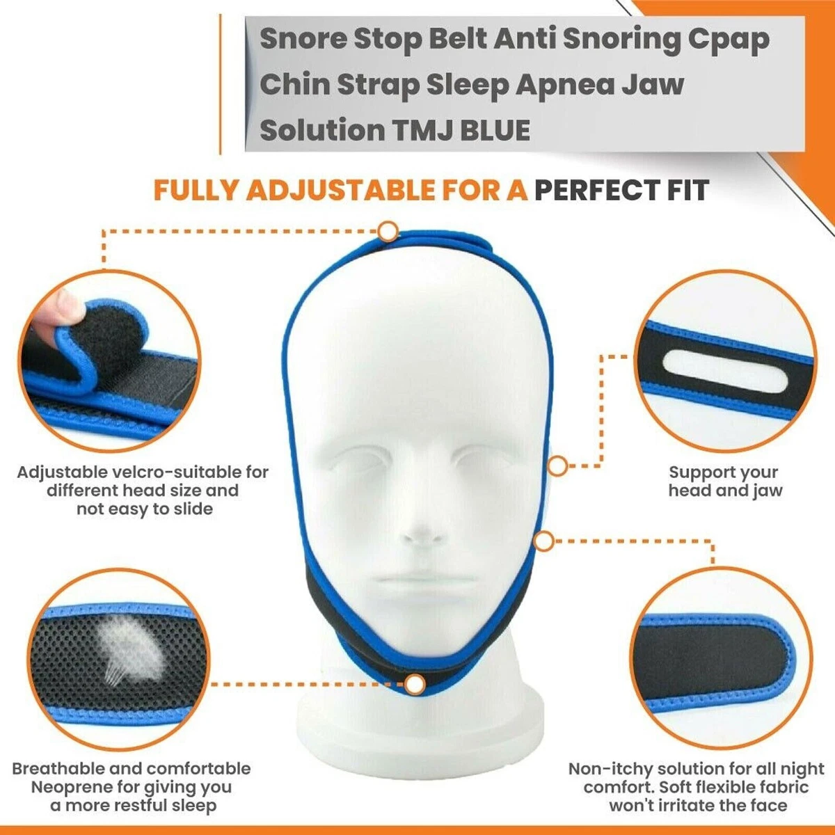 Snore Stop Jaw Belt Anti-Snore – Soft Neoprene Jaw Support Belt For ...