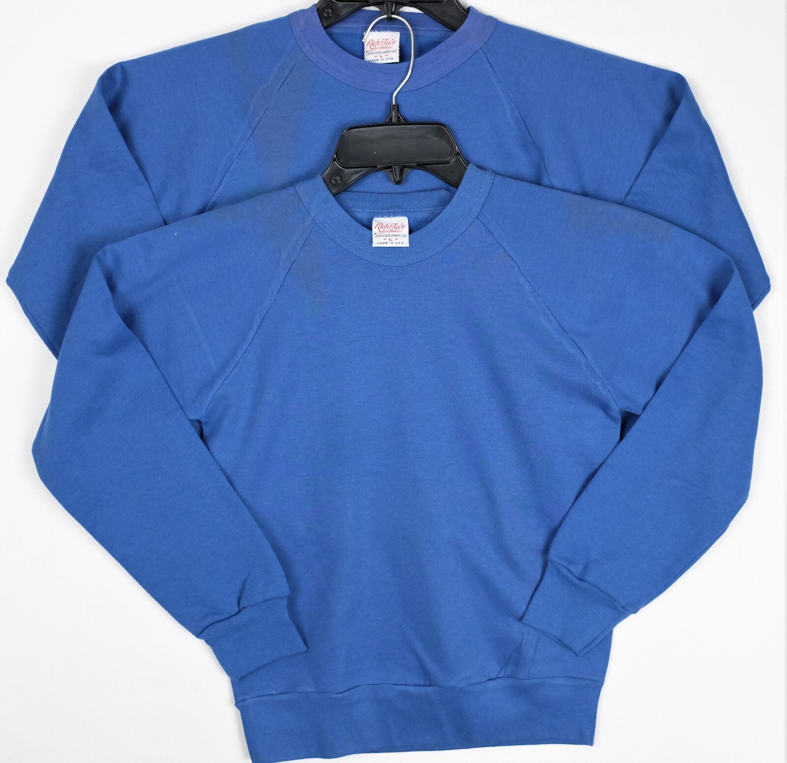 Vintage Rich Tee's Sportswear Lot of 2 Youth L Royal Blue Crewneck ...