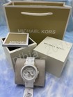 MK5145 Michael Kors Ladies Runway Chronograph White Silicone Gold Steel ...