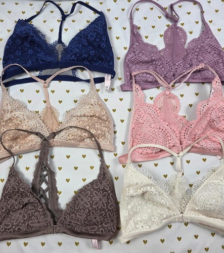 Victorias secret pink lot of 6 medium triangle bralettes bra tops tanks ...