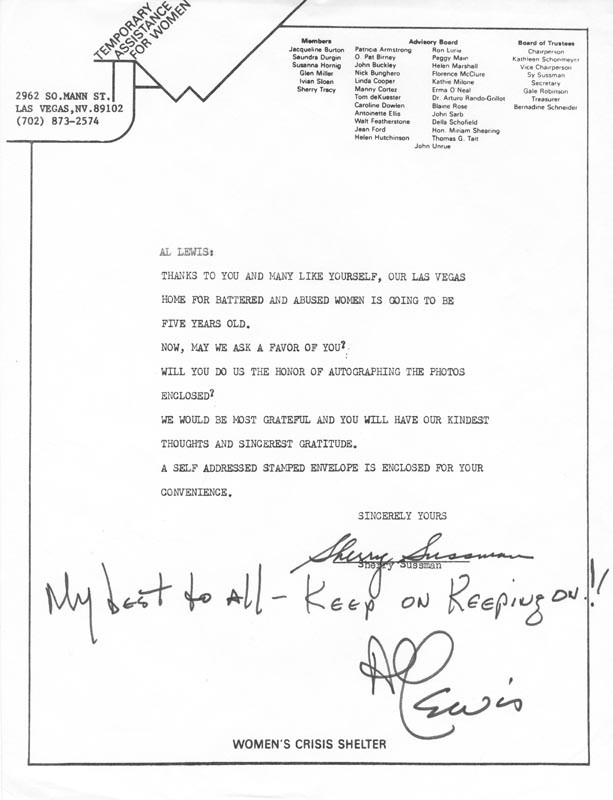 AL LEWIS - AUTOGRAPH NOTE SIGNED | eBay