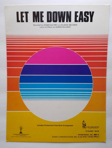 Roger Daltrey Let Me Down Easy Sheet Music 1985 Rock Pop Music The Who ...