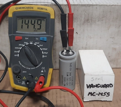 VANGUARD #MC-145S CAPACITOR (145-162 MFD, 110-125 VAC)(1-1/8” DIA. X 2 ...