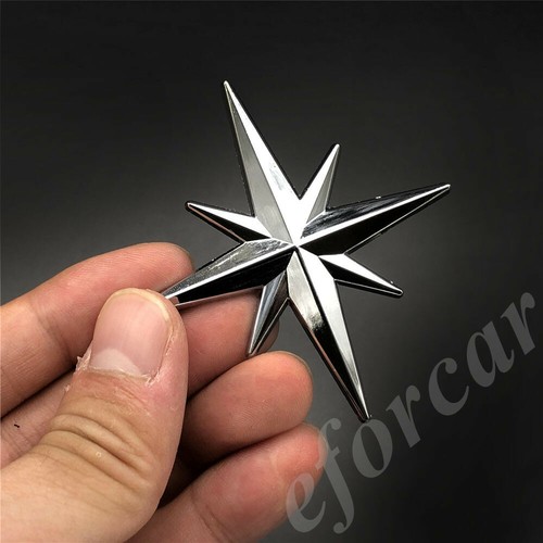 Chrome Metal Compass Ocatagnal Star Car Emblem Trunk Badge Decal ...