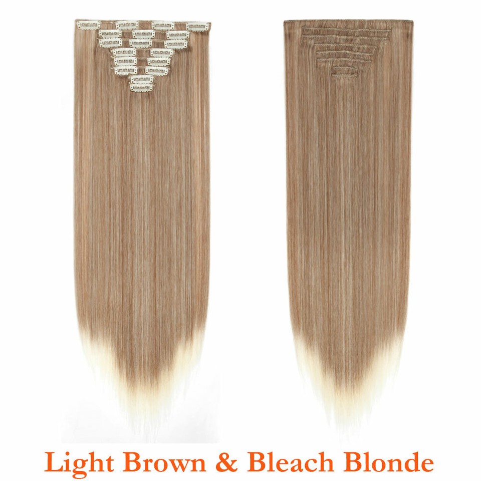 100% Natural 8Pcs Clip In Hair Extensions Full Head As Human Real Long ...