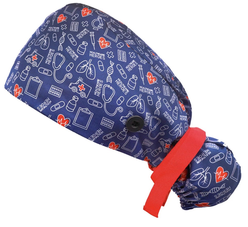 Surgical Scrub Hat Bouffant Cap For Long Hair Women Doctor Nurses Head ...