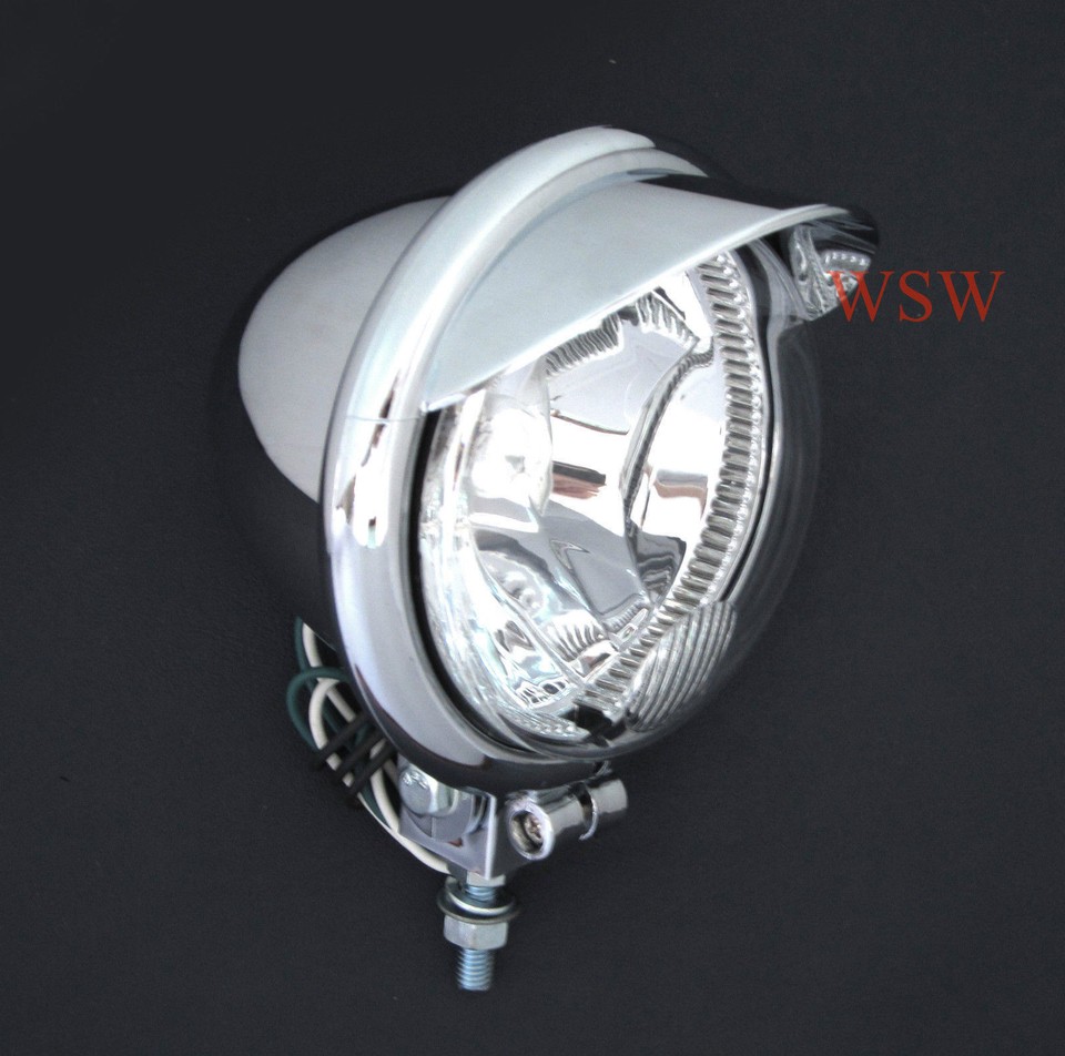 Chrome Custom Mini Headlight Lamp Chopper Harley Davidson Honda ...