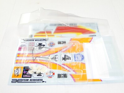 NEW ASSOCIATED RC10 TEAM CAR GOLD EDITION Body Clear + Decals, Wing ...