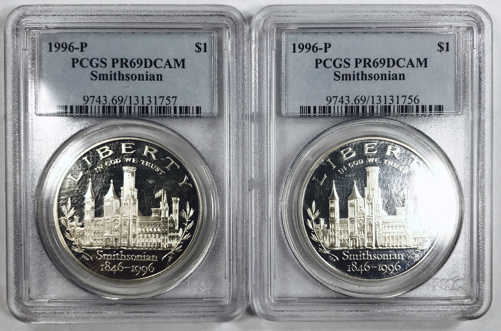 1996 $1 SMITHSONIAN COIN! PCGS PR69 DCAM! AWESOME SILVER! FANTASTIC! NR ...