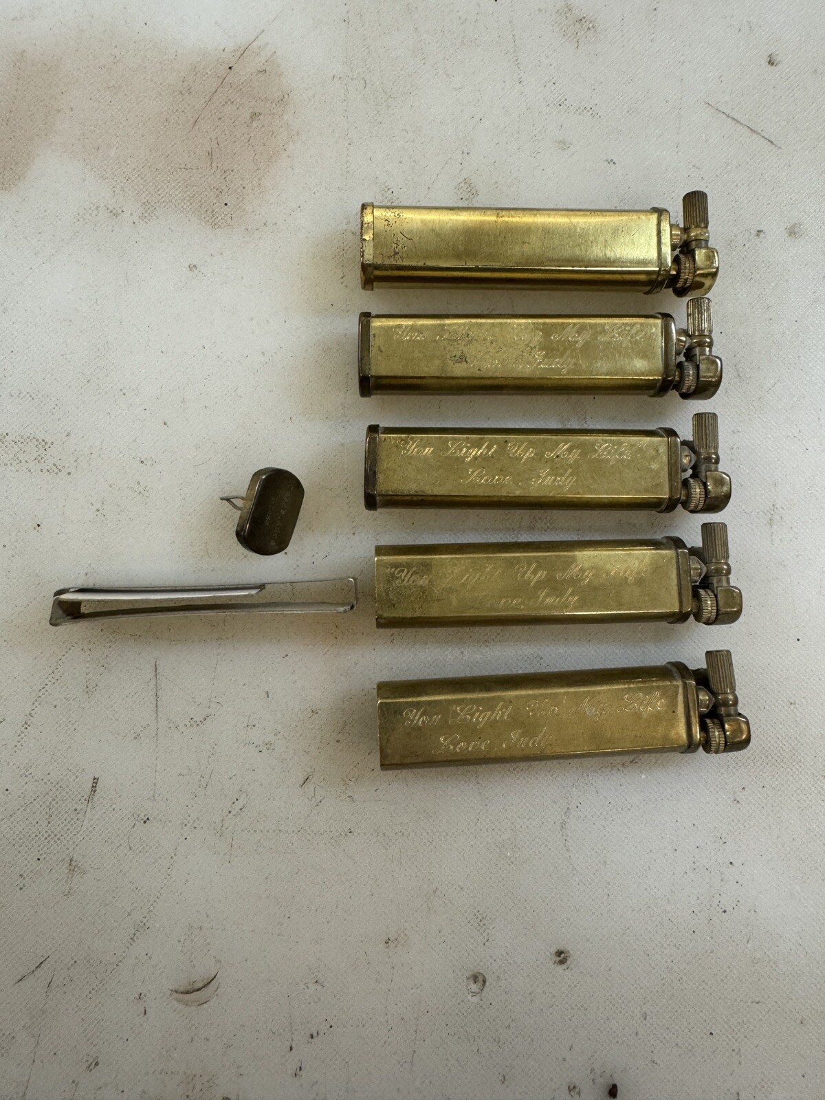 Vtg.Lot Of 5 Casablanca Brass Cigarette Lighter W Hidden Compartment ...
