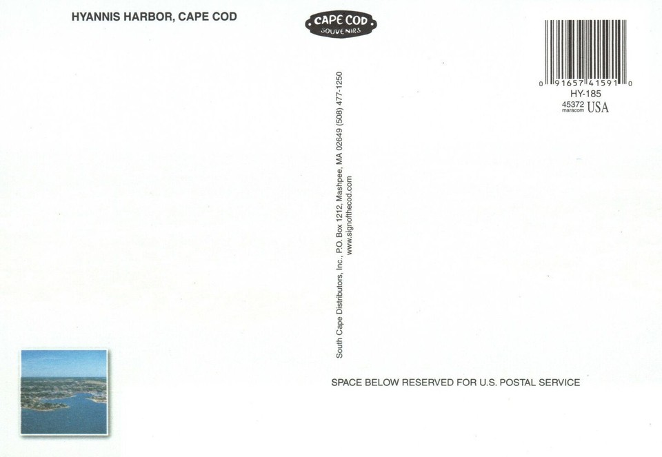 Postcard Hyannis Harbor Cape Cod Massachusetts South Cape Distributors ...
