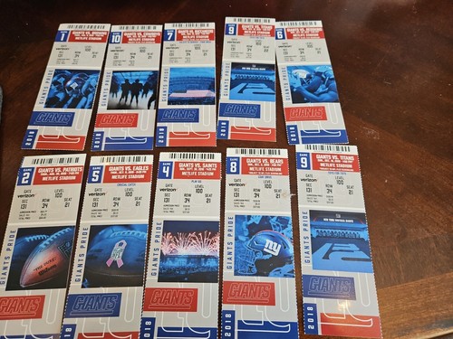 lot of 10 new york giants ticket stubs stub game 2019 season year ...