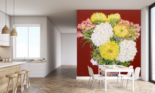 3D Yellow Chrysanthemum A203 Wallpaper Wall Mural Self-adhesive Allan P ...