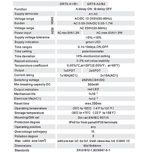 GEYA Delay Off Single Function Time Relay 1 Output 16A AC/DC12V-240V ...