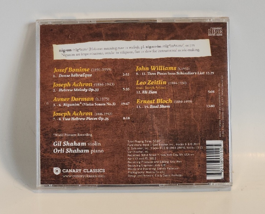 Nigunim, Hebrew Melodies by Shaham, Gil / Shaham, Orli (CD, 2019) for ...