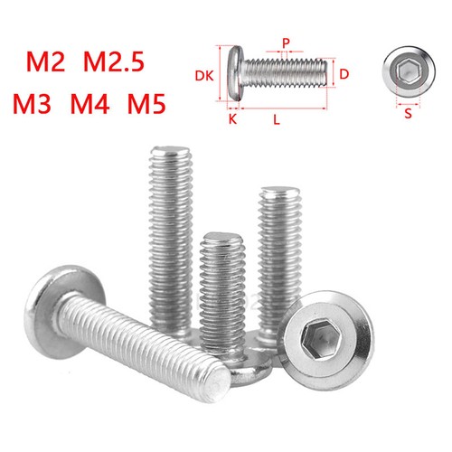 Flat Head Socket Head Cap Screws Allen Bolt M2 M2.5 M3 M4 M5 A2 ...