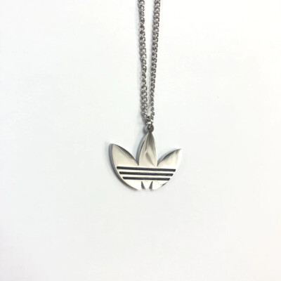 NEW ADIDAS INSPIRED LOGO SILVER PLATED METAL NECKLACE 24" WITH ADJUSTER ...