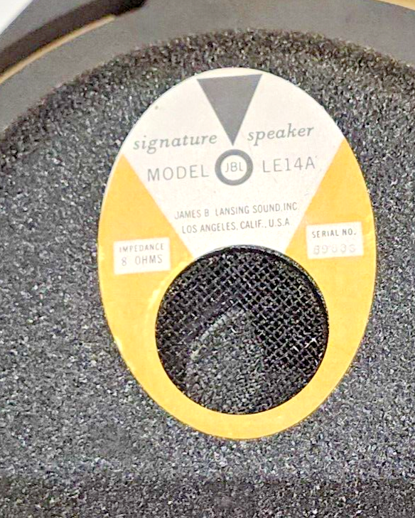 One Vintage JBL 14A Woofer 8 Ohms Excellent Condition Made in USA | eBay