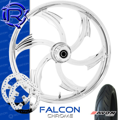 Rotation Falcon Chrome Custom Motorcycle Wheel Front Package Harley ...
