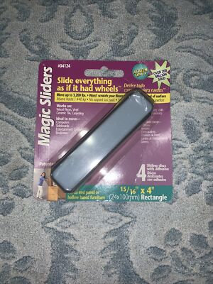 NEW MAGIC SLIDER 04124 PK (4) RECTANGLE FURNITURE GLIDES SLIDING CASTER ...