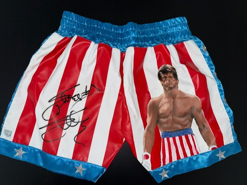 Sylvester Stallone Balboa Autographed ROCKY IV Painted Boxing Trunks ...