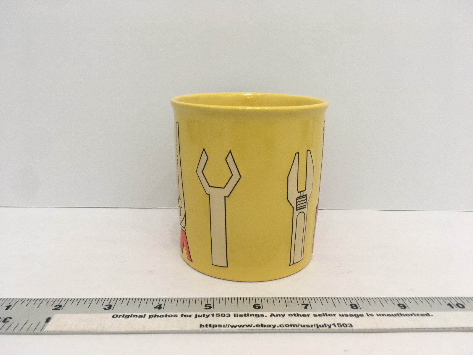 NEW Menards Collector Coffee Mug YELLOW Tool Patterns & Handle - Dish ...