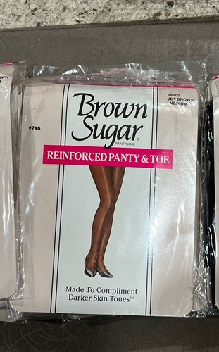 Lot Of 6 Pair Brown Sugar Jet Brown Medium Pantyhose Reinforced Panty ...