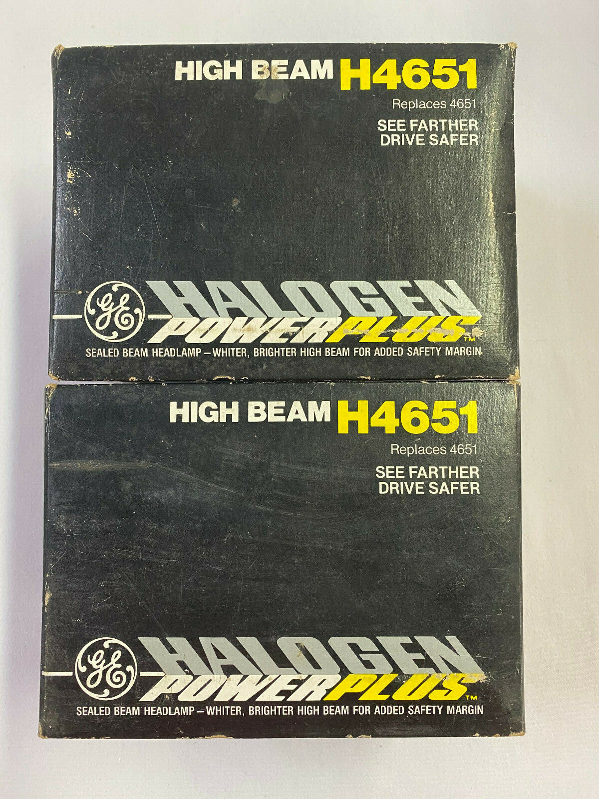 2-PACK GE HALOGEN POWER PLUS HEADLAMPS H4651 HIGH BEAM 6.5" x 4" OLD ...