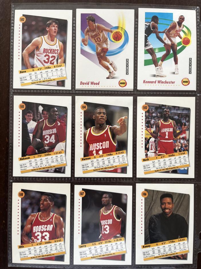 1991-92 Skybox Houston Rockets Basketball Cards Complete Set - Near ...