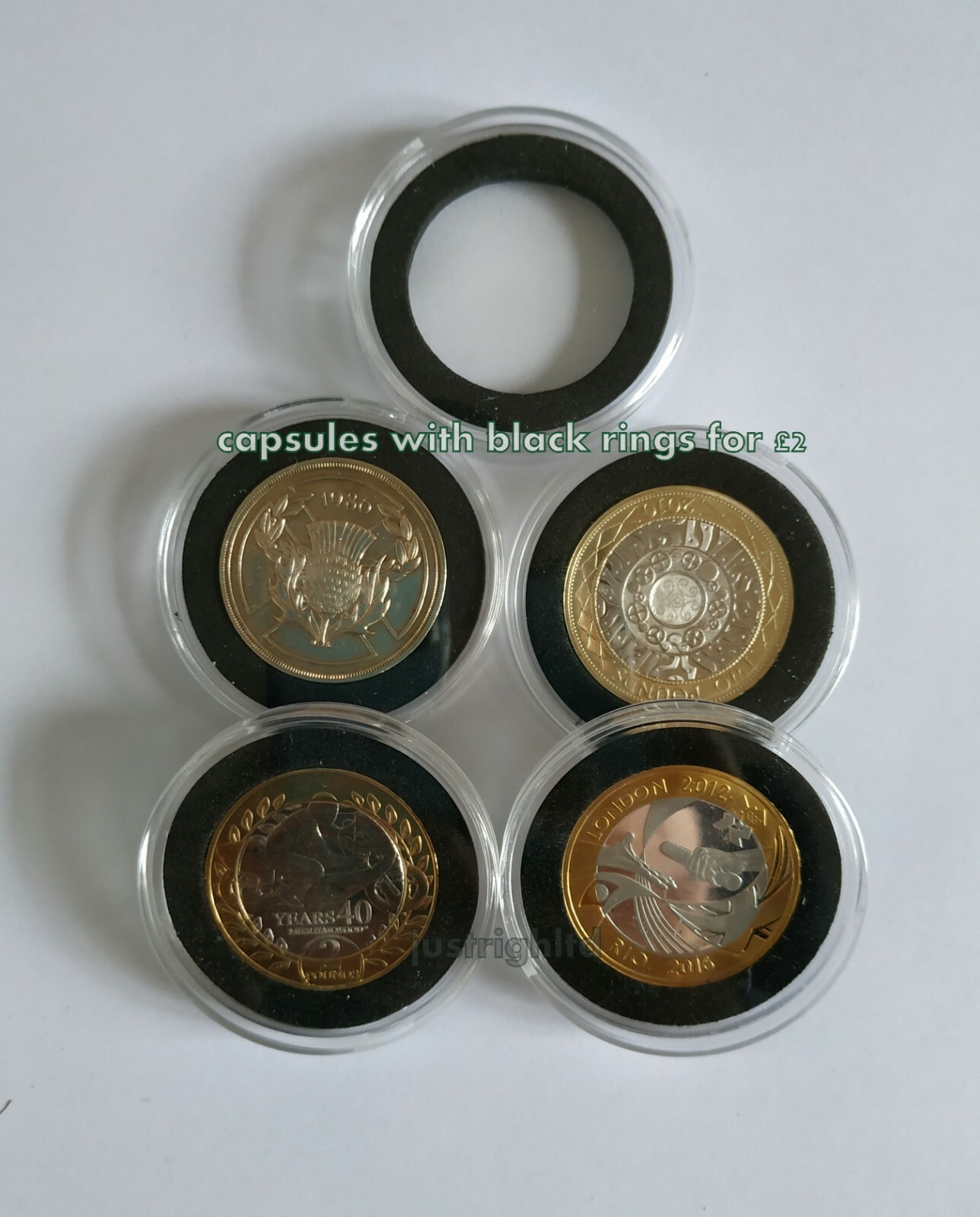 30 X 38mm Clear Plastic Coin Capsule Holder With Insert Foam Rings For ...