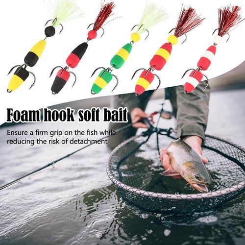Foam Hook, Soft Bait, Insect Bait, Three Anchor Hooks, Hook String Bait ...
