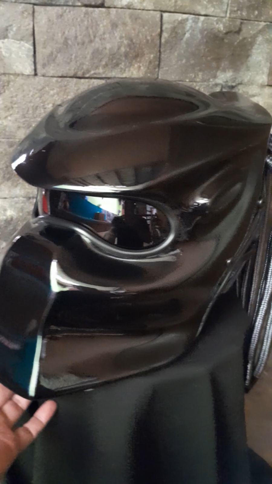 FREE SHIPPING AWESOME BLACK PLAIN SOLID PREDATOR HELMET FOR BIKER WITH ...
