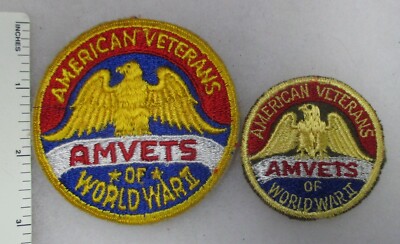 Vintage AMVETS ASSOCIATION Shoulder & Cap 2 PATCH Set AMERICAN VETERANS ...