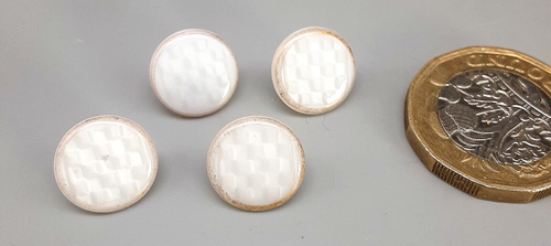 4 Vintage Moulded Milk Glass Buttons with a Chequerboard Design - 1.1cm ...