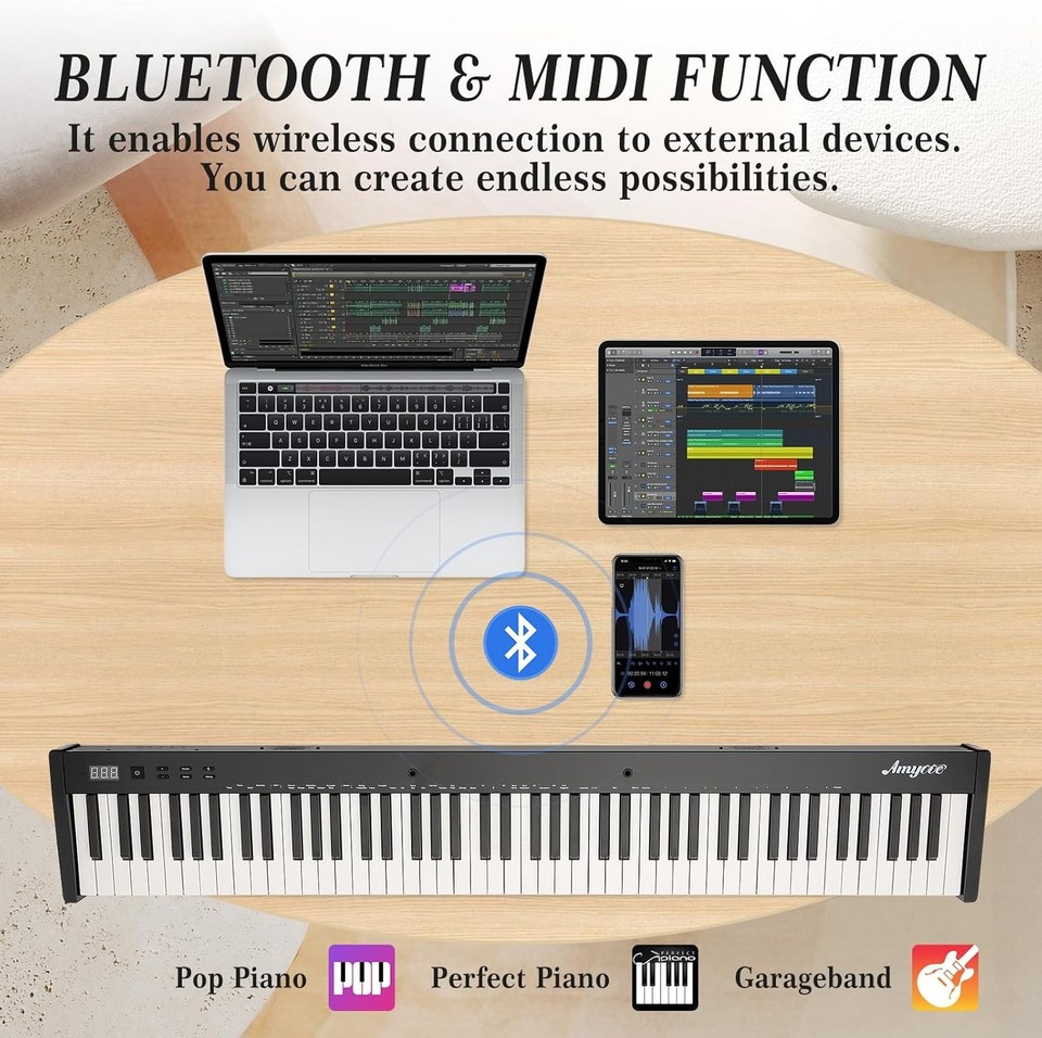 88 Key Electric Digital Piano Keyboard Weighted Key w/Pedal Power ...