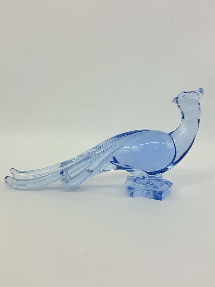 1940s Set of 2 Paden City Pheasant, Head Turned, Light Blue Art Glass ...