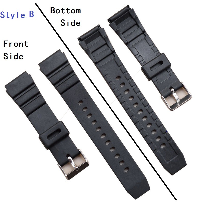 Black 12 14 16 18 20 22mm Silicone Watchband Waterproof divers Watch ...