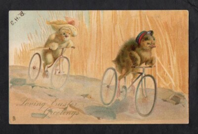 Easter – Tuck CHICKS on Bicycles – Anthropomorphic – Biking, Sports | eBay