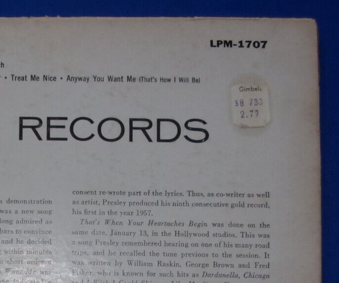 ELVIS PRESLEY - Elvis' Golden Records (LPM-1707) Clean First Pressing ...